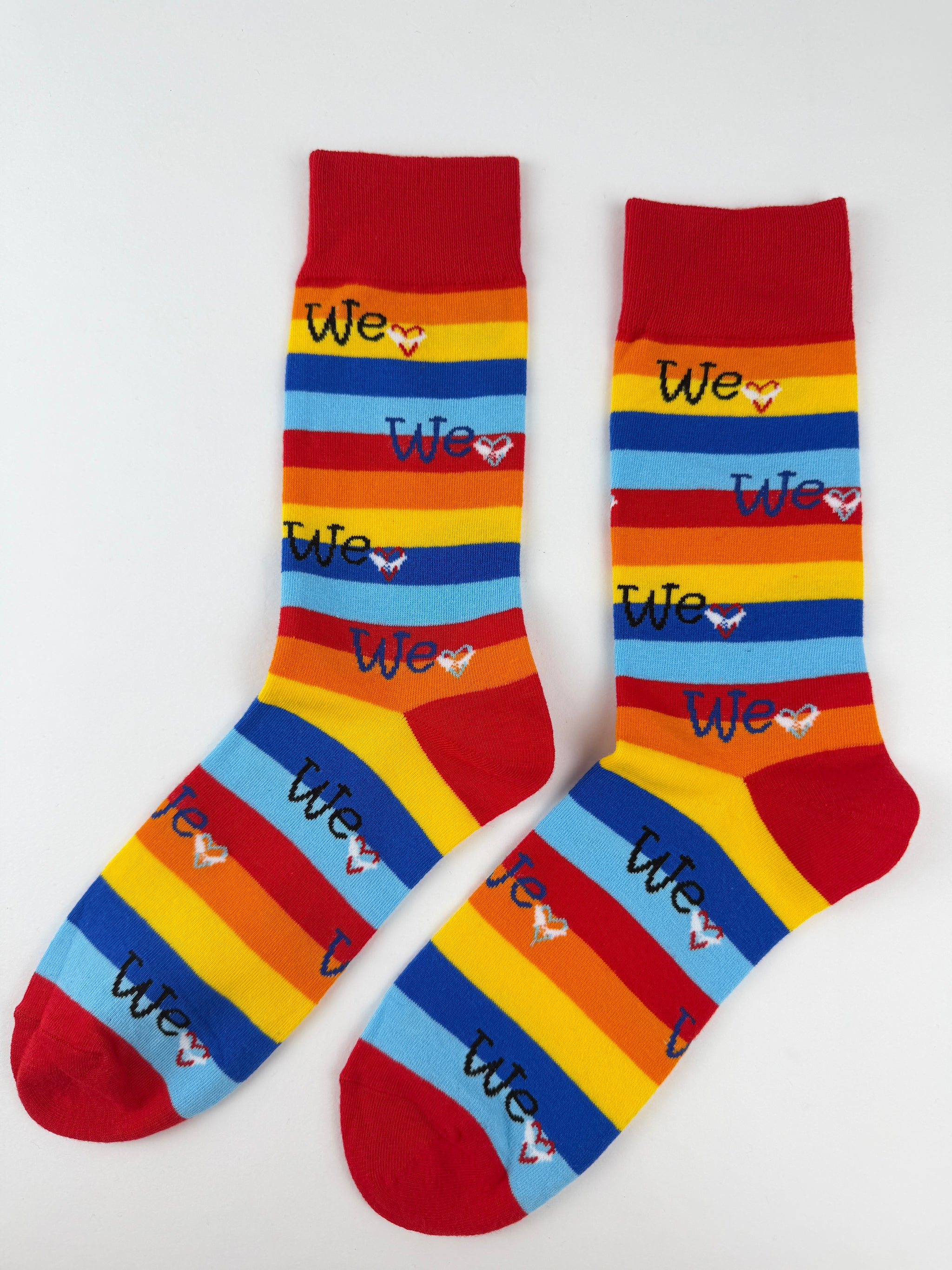 Valentine’s Socks – We Love Striped Rainbow Crew Socks Unisex